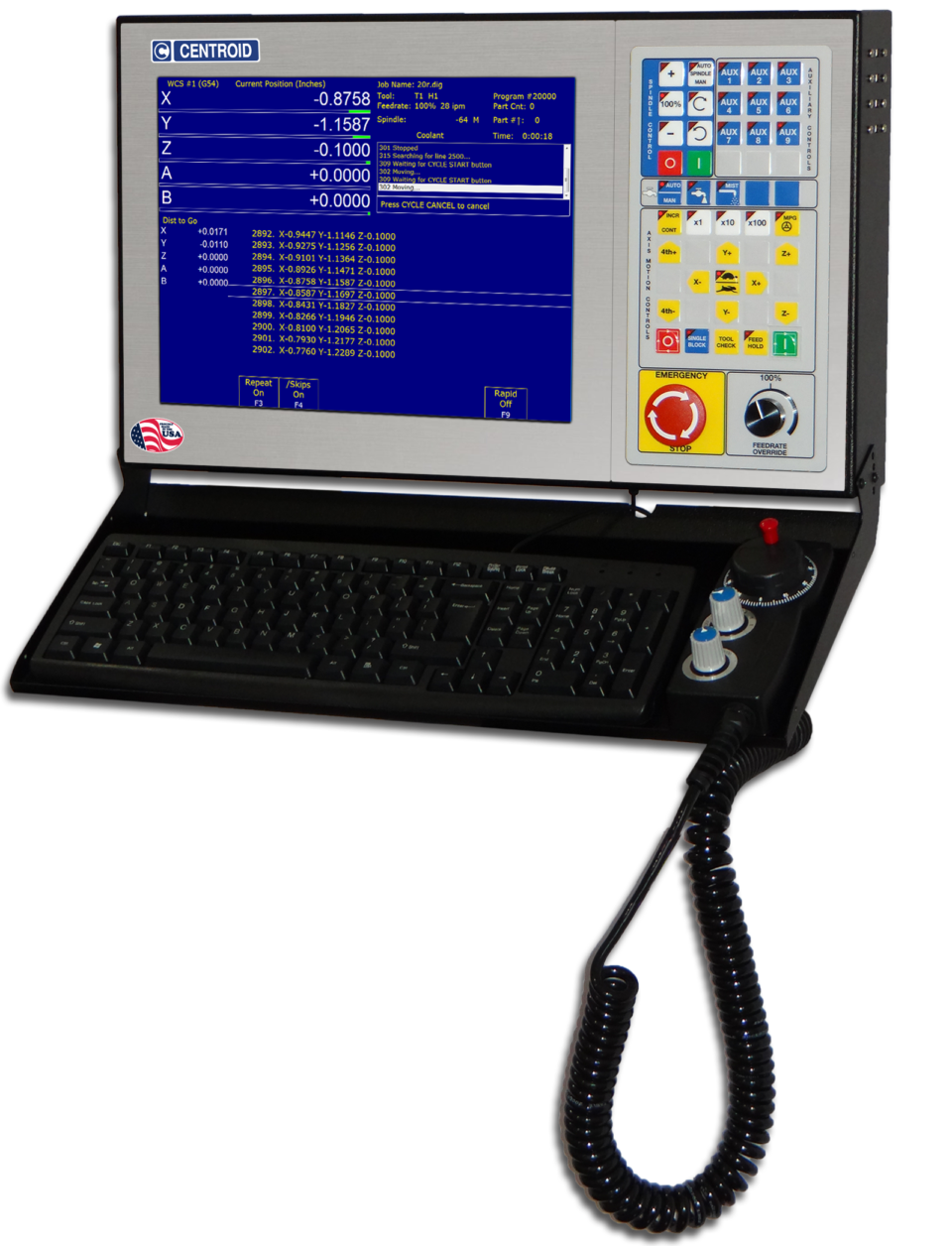 Centroid Oak CNC Operator's Console With Integrated CNCPC